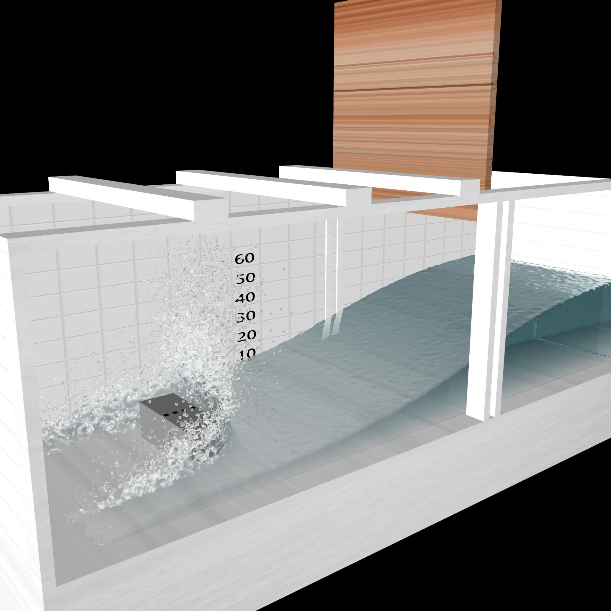 3-D visual Simulation of a Breaking Dam Flow
